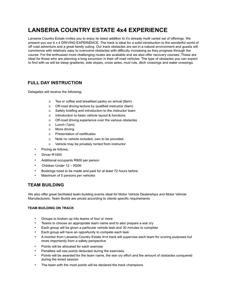 LCE 4x4 Experience | PDF | Off Roading | Land Transport