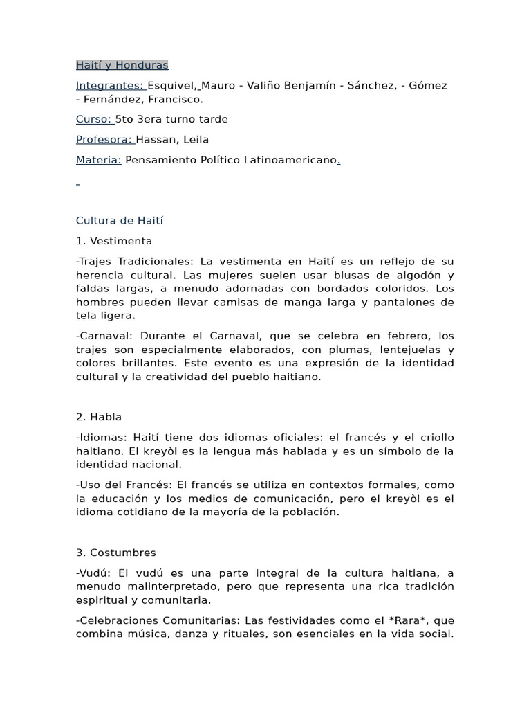 Trabajo Practico de PPL-1 | PDF | Haití | Honduras