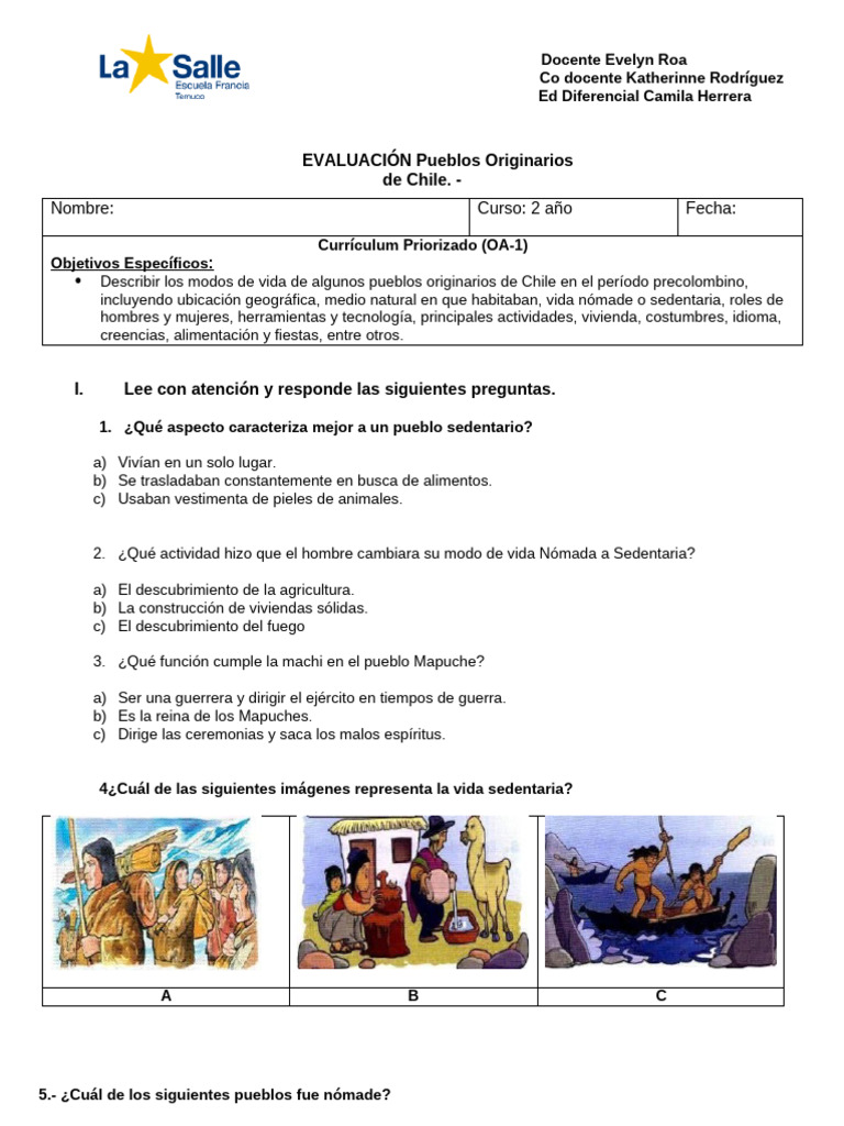 Evaluacion Formativa Historia n2 Segundo Basico | PDF | Nómada ...