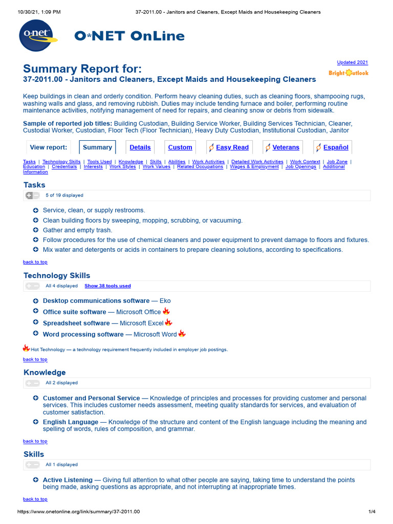 37-2011.00 - Janitors and Cleaners, Except Maids and Housekeeping ...