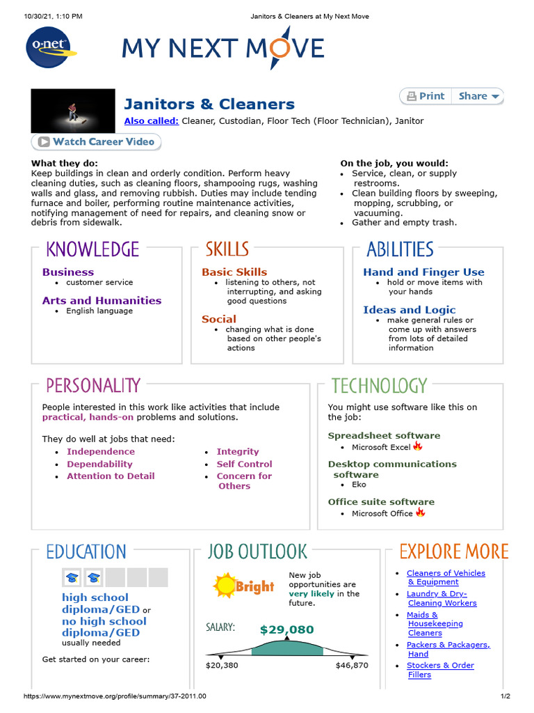Janitors & Cleaners at My Next Move | PDF | Housekeeping