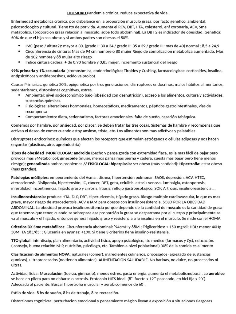 OBESIDAD Resumen ECOE | PDF | Obesidad | Medicina CLINICA