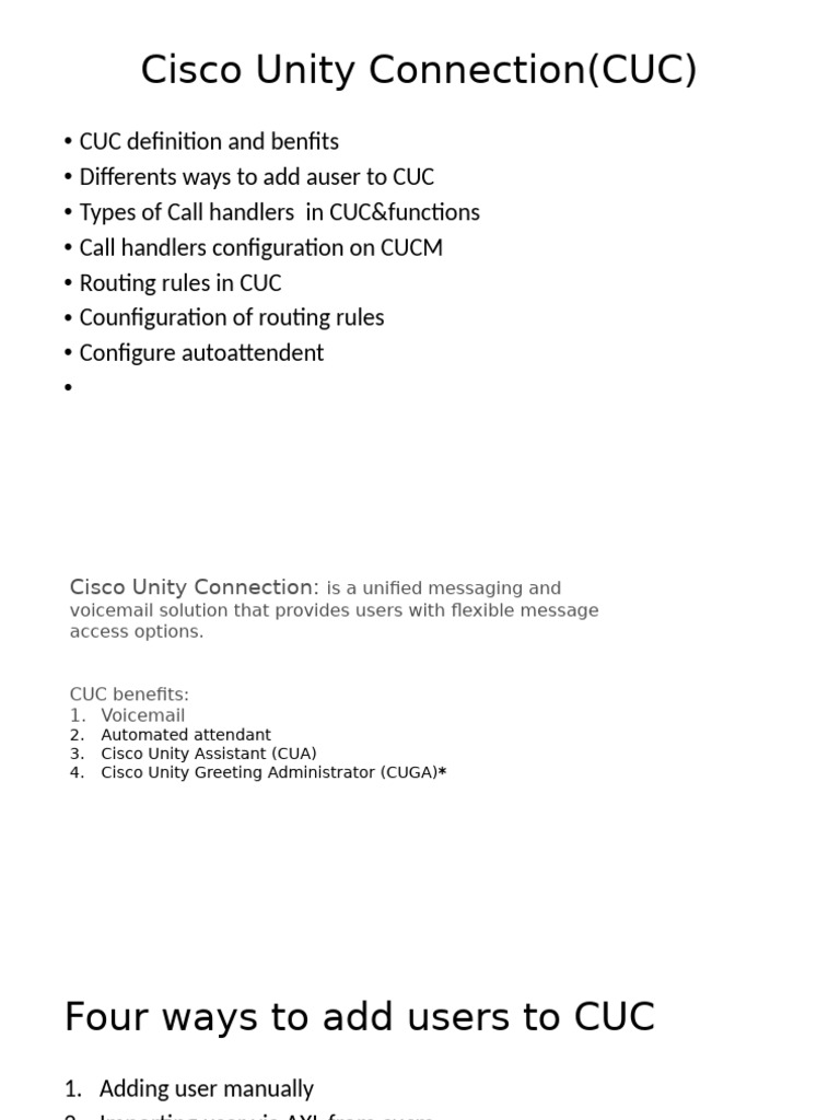 Cisco Unity Connection Cuc Pdf Voicemail Computer Science