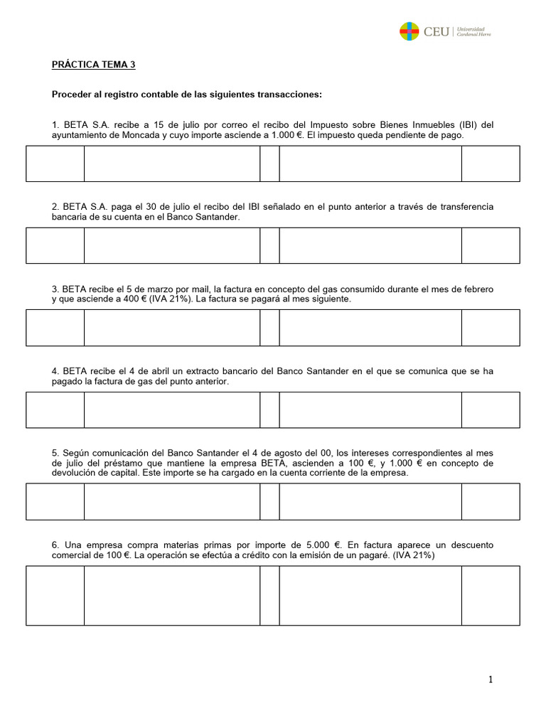 Práctica T032 - Asientos 24-25 | PDF | Factura | Bancos