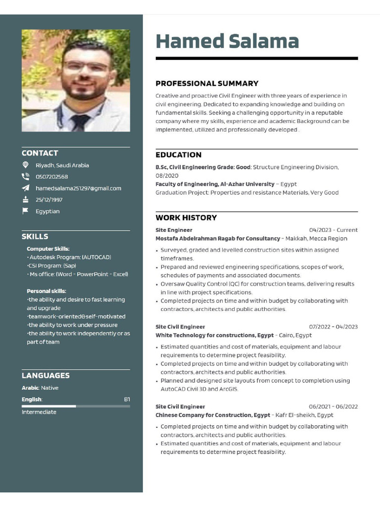 hamed salama cv | PDF | Egypt | Engineering