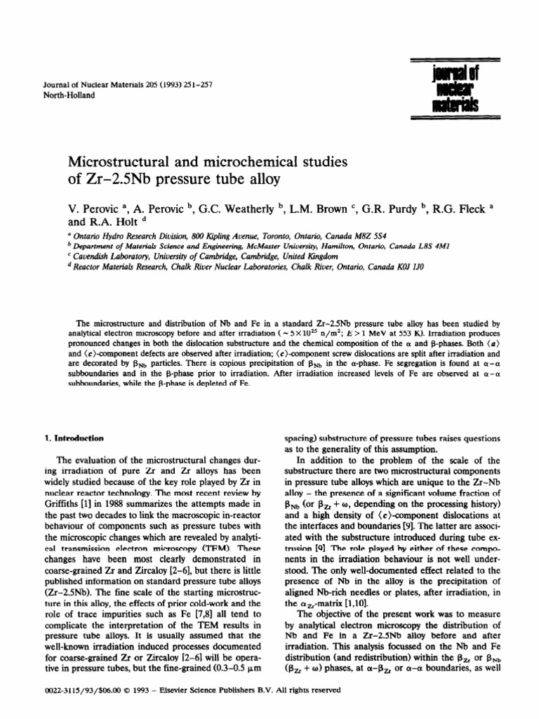 Microstructural and Microchemical Studies of Zr-2.5Nb Pressure Tube ...
