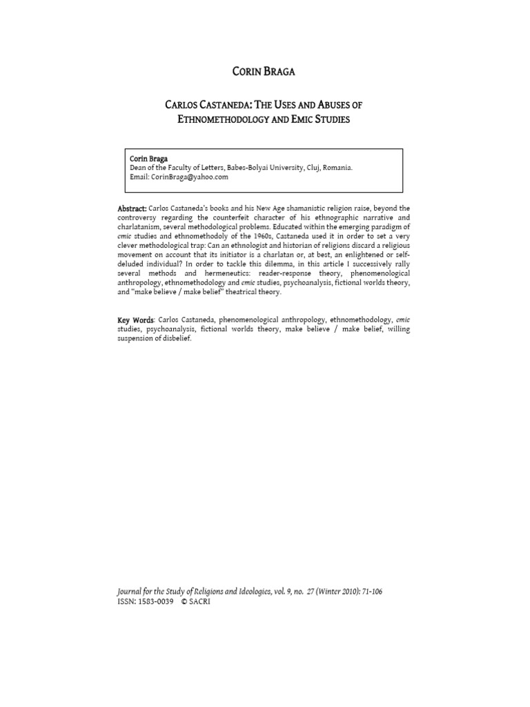 Carlos Castaneda The Uses and | PDF | Liberal Arts Education