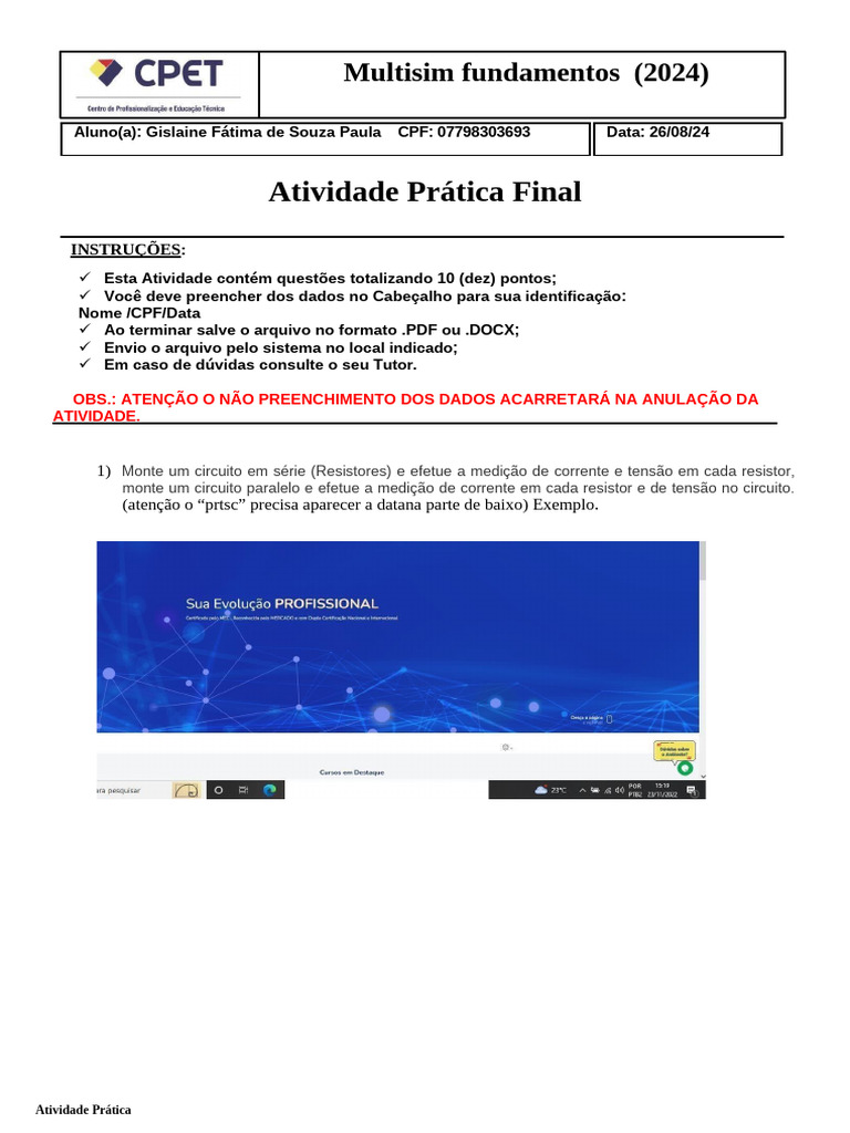 Atividade Prática Final | PDF | Computadores | Tecnologia e Engenharia
