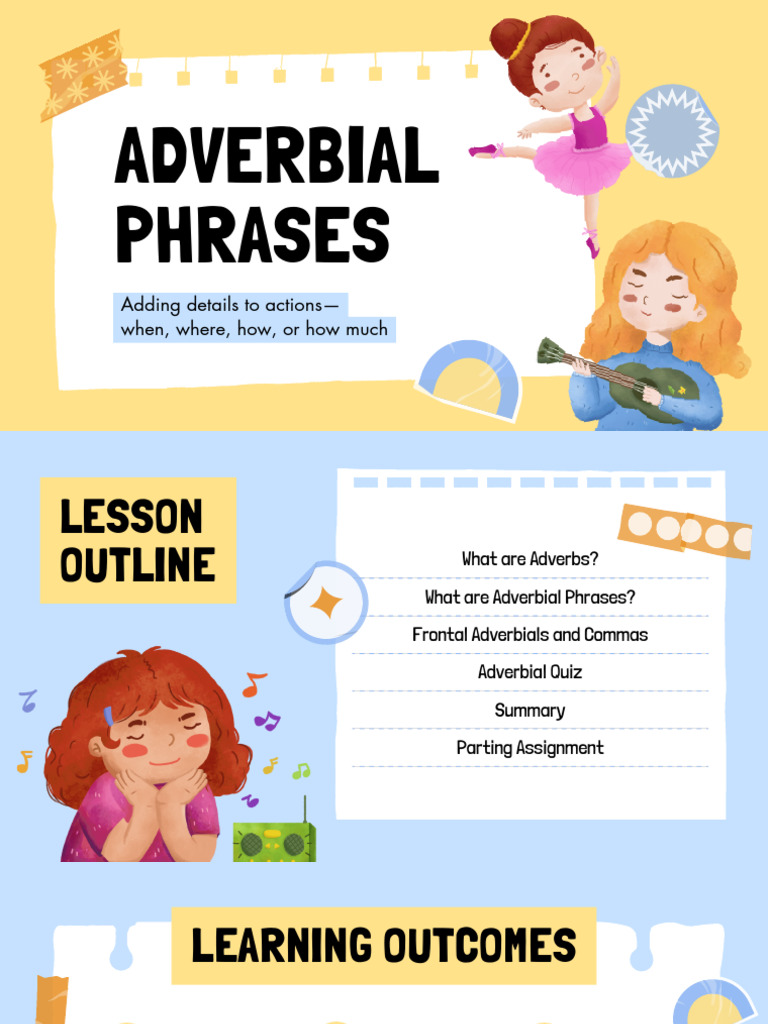 Amazing Adverbials Education Presentation in Yellow White Bright and ...
