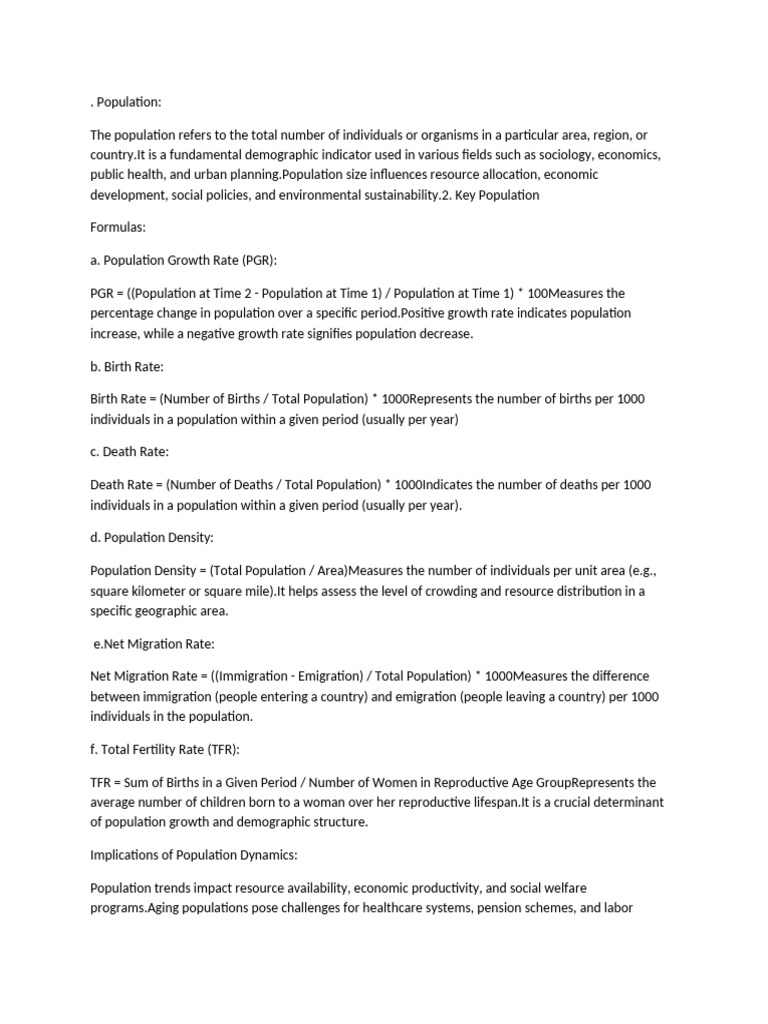 Population Notes and Questions | PDF | Total Fertility Rate | Population