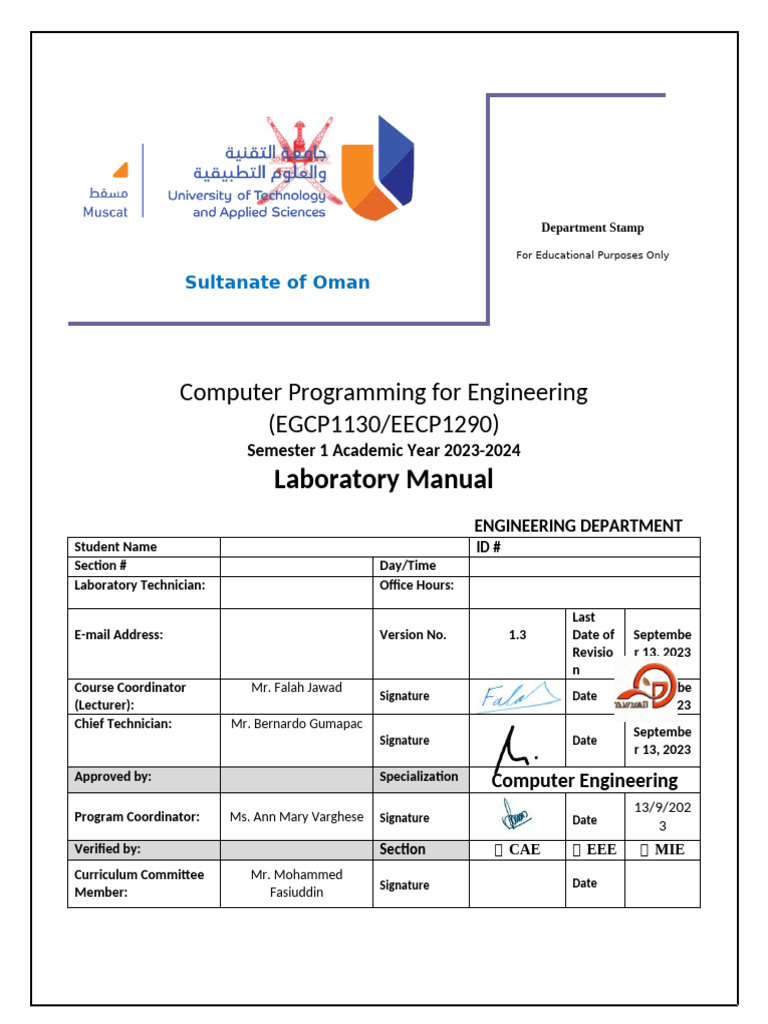 Oman Engineering Python Lab Manual | PDF | Algorithms | Computer ...