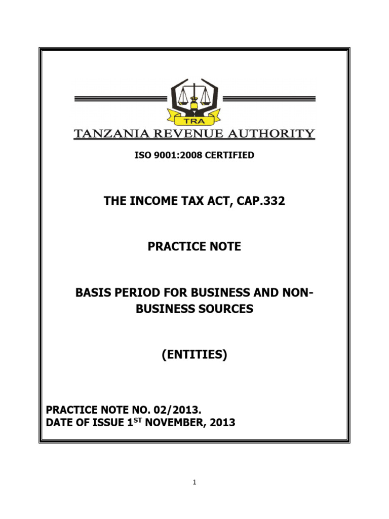 Practice Note No 02 Basis Period For Business & Non-Business Sources | PDF | Taxation In The ...