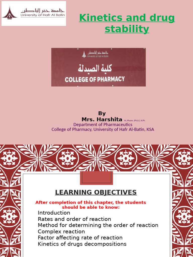 Kinetics and Drug Stability | PDF | Pharmacokinetics | Reaction Rate