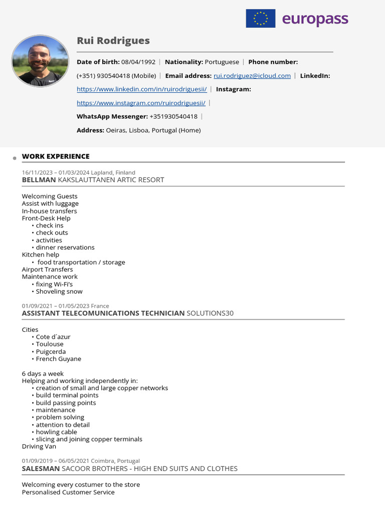 Rui Rodrigues CV 2024 V2 | PDF | Personal Trainer