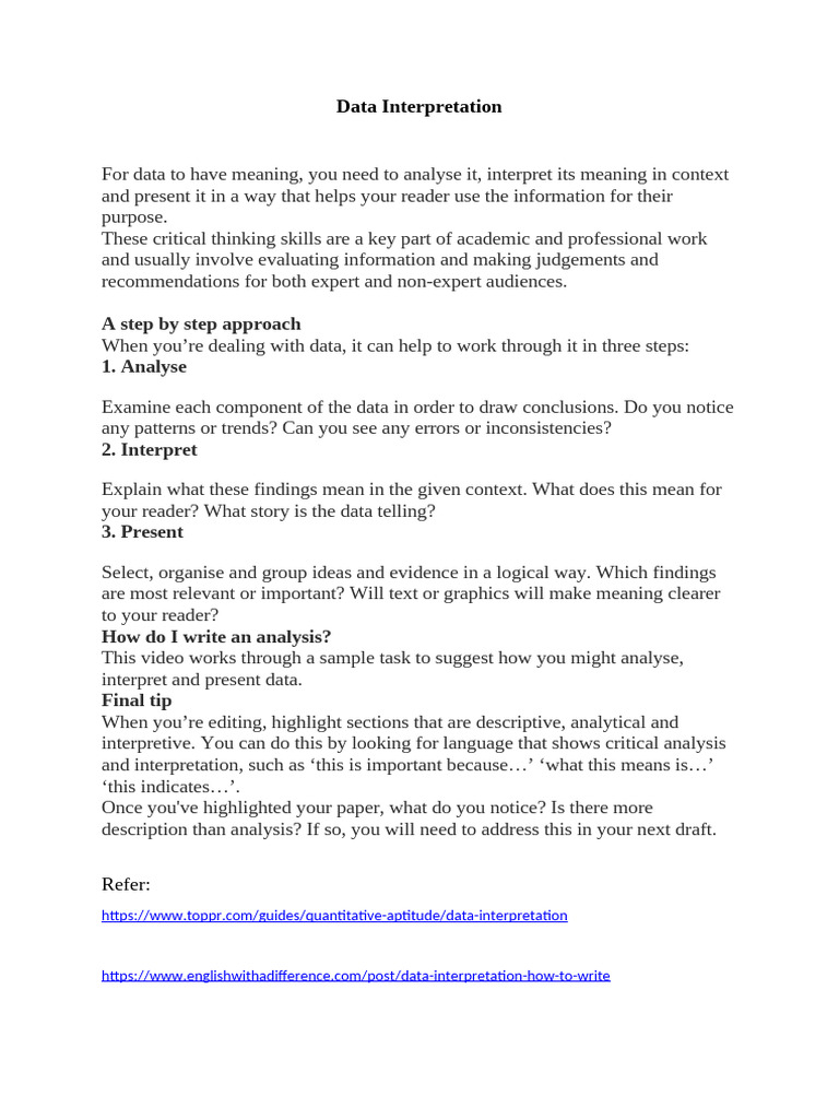 Steps for Data Interpretation Process | PDF | Computers