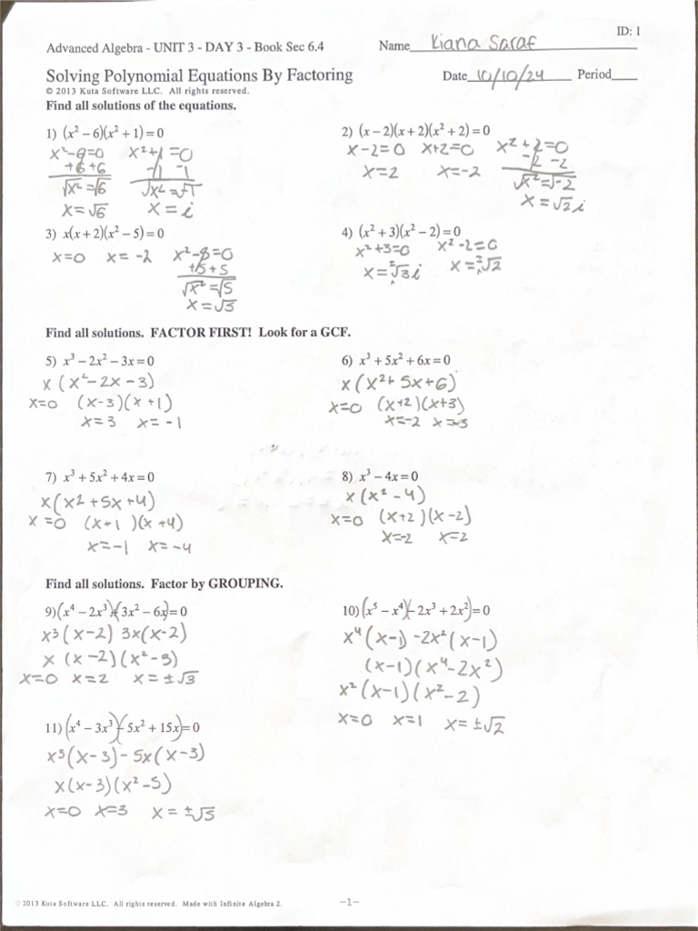 Solving Polynomial Functions by Factoring | PDF
