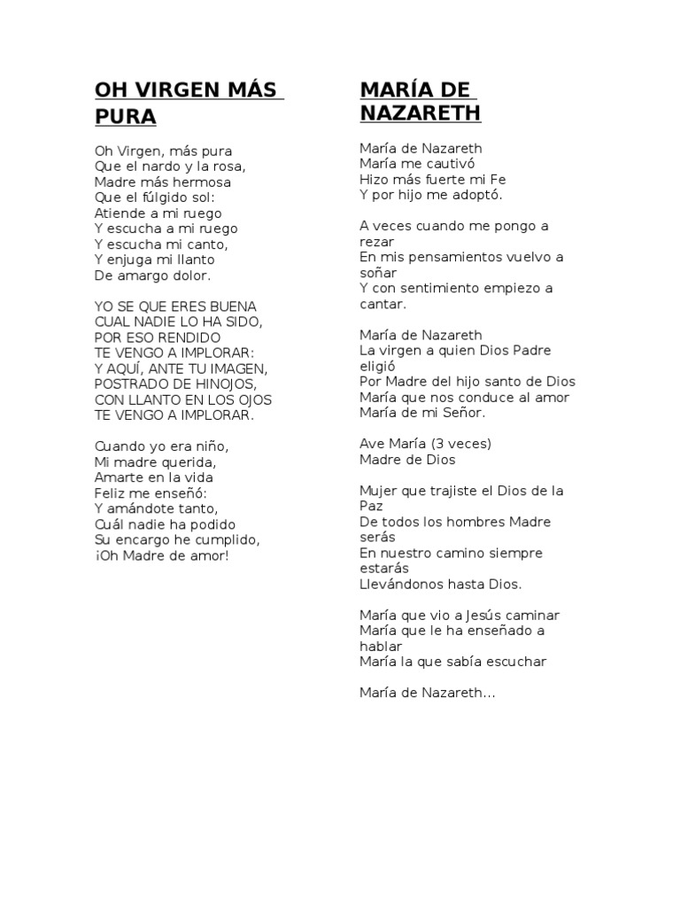 Cantos Virgen | PDF | María, madre de Jesús | Amor