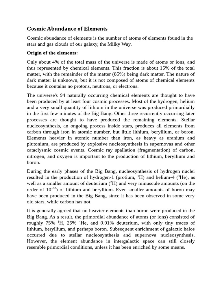 Cosmic Abundance of Elements Geology | PDF | Chemical Elements | Nature