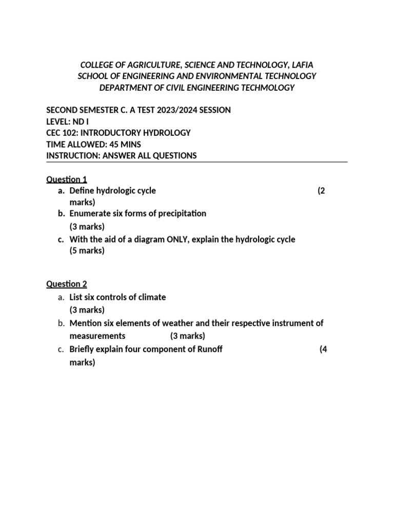 CA Test 2024 | PDF