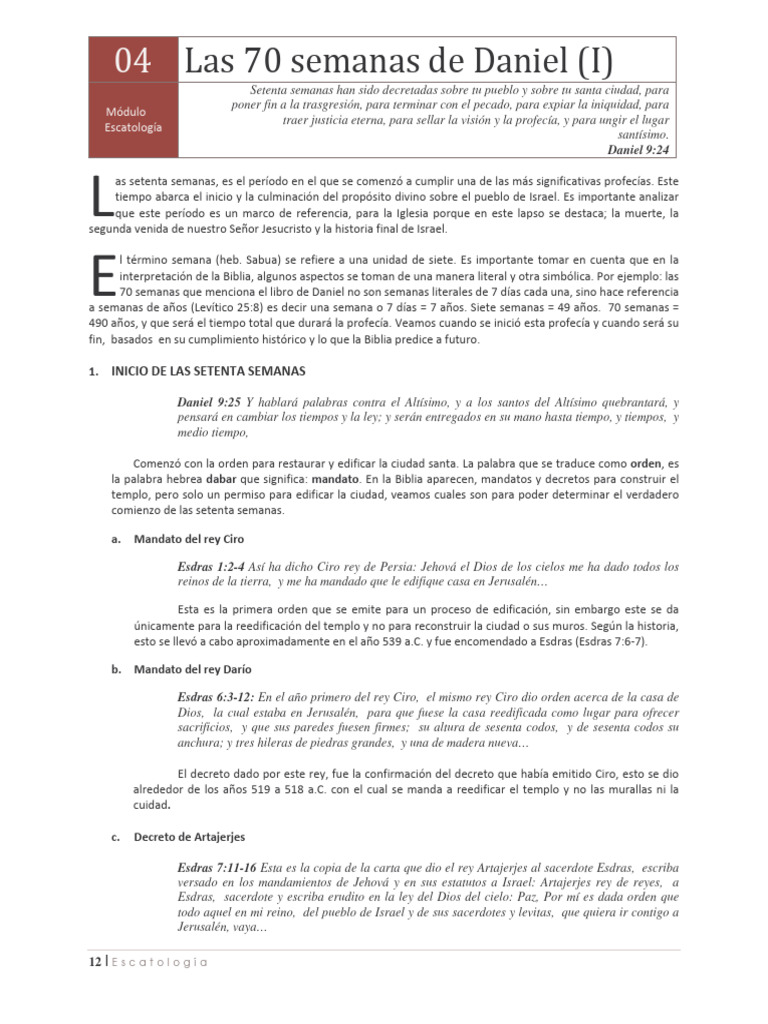 Las 70 Semanas de Daniel - I Parte | PDF | Templo en jerusalén | Ezra