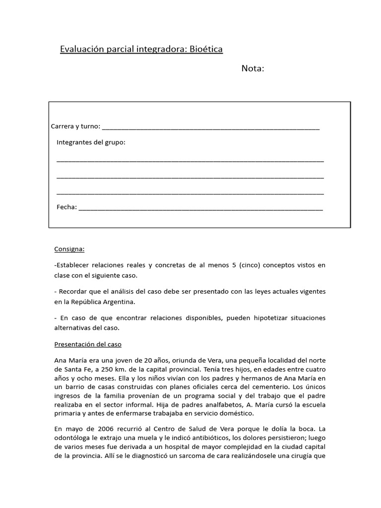 Evaluaci-N Parcial Integradora 3 | PDF | Oncología | Hospital