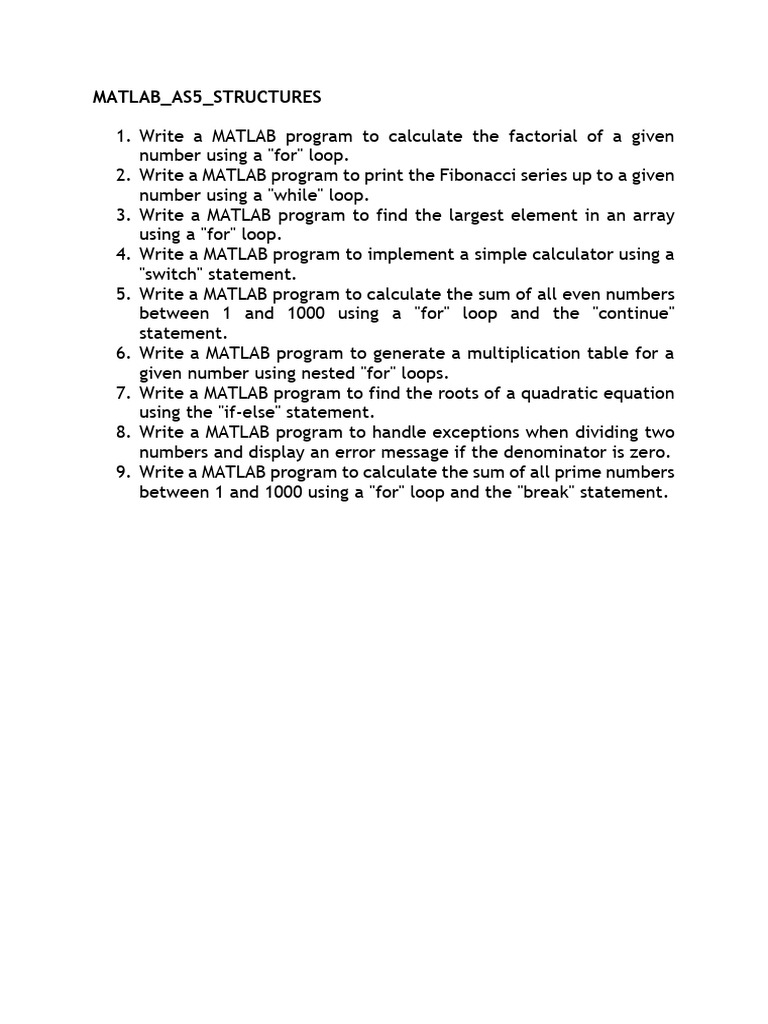 Matlab As5 Structures | PDF | Teaching Methods & Materials | Computers