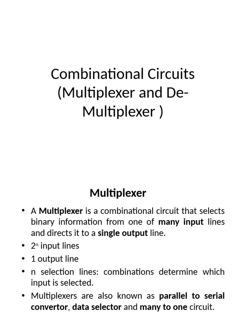 6 Combinational Circuits (Mux N Demux) | PDF | Electronics | Multiplexing