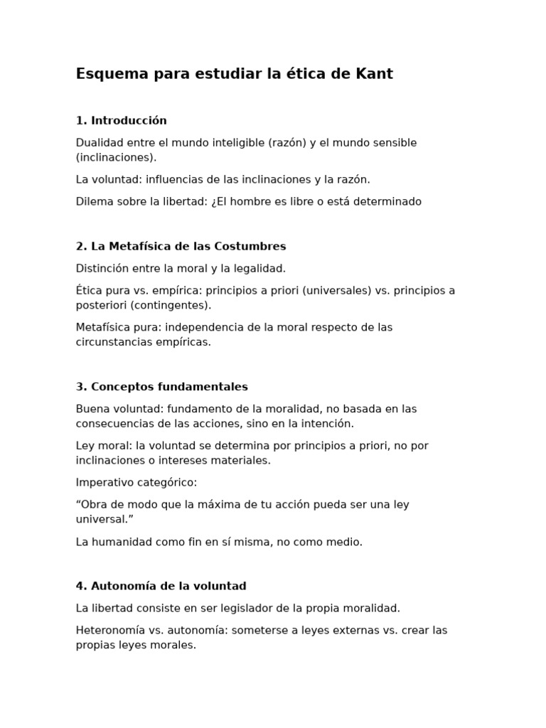 Esquema Etica Kant parcial | PDF | Autonomía | Moralidad