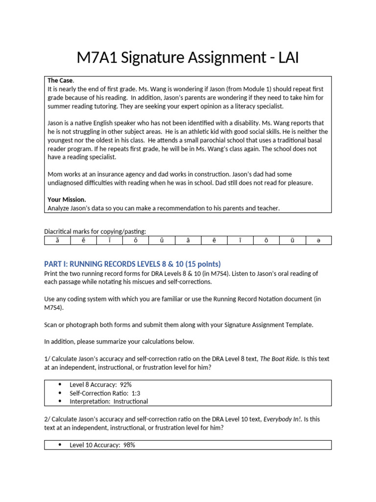EDC 272 M7A1 Signature Assignment Template - LAI | PDF | Phonics | Phoneme