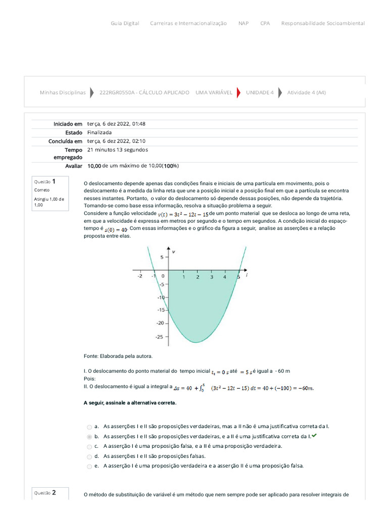 Atividade 4 (A4) - Revisão Da Tentativa | PDF | Integrante | Velocidade