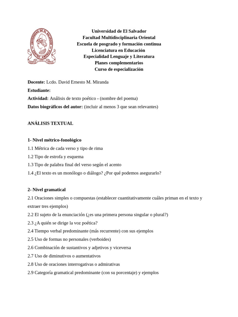 Guía de Análisis Textual Poético | PDF
