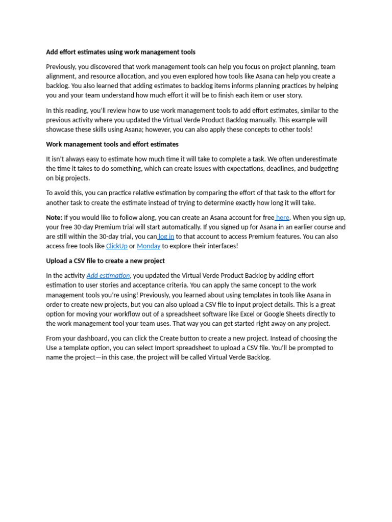 Effort Estimation in Work Management Tools | PDF | Spreadsheet ...