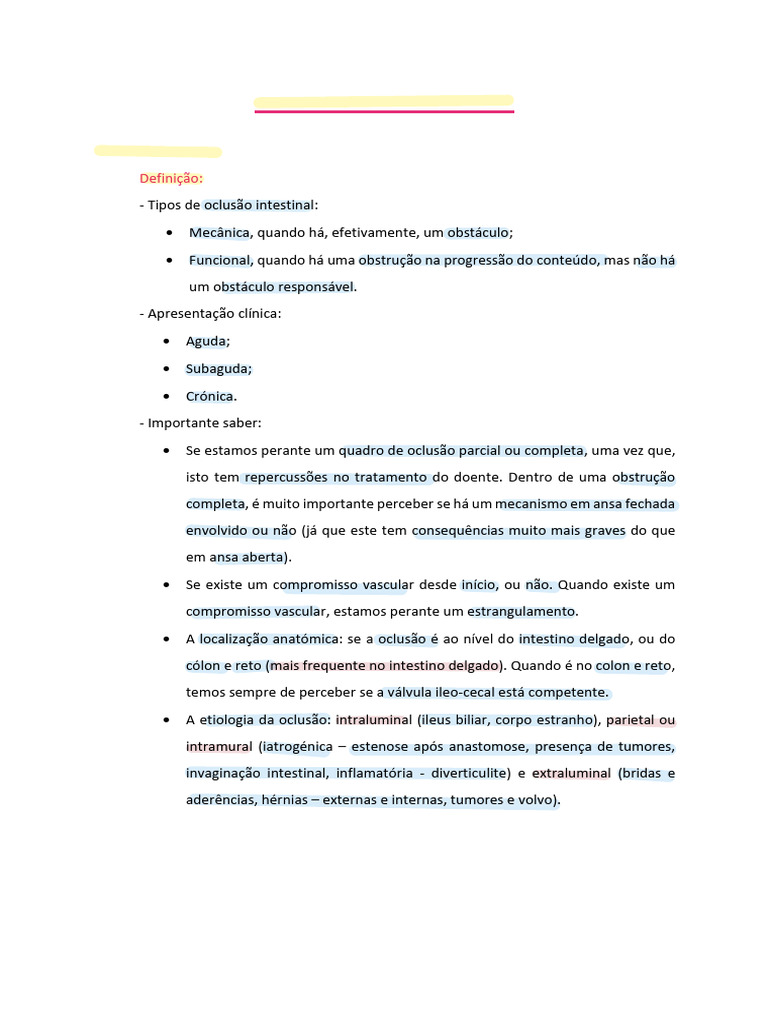 Oclusão Intestinal - Desgravada | PDF | Dor | Trato gastrointestinal