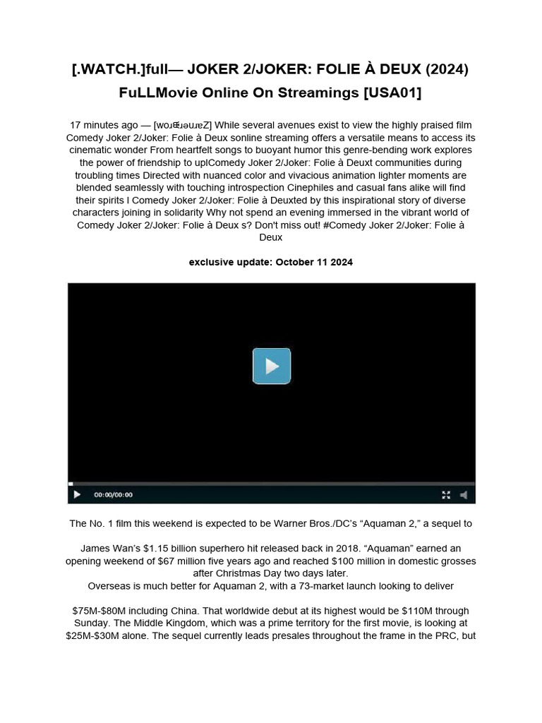 The Joker Folie A Deux Us 11 | PDF | Hulu