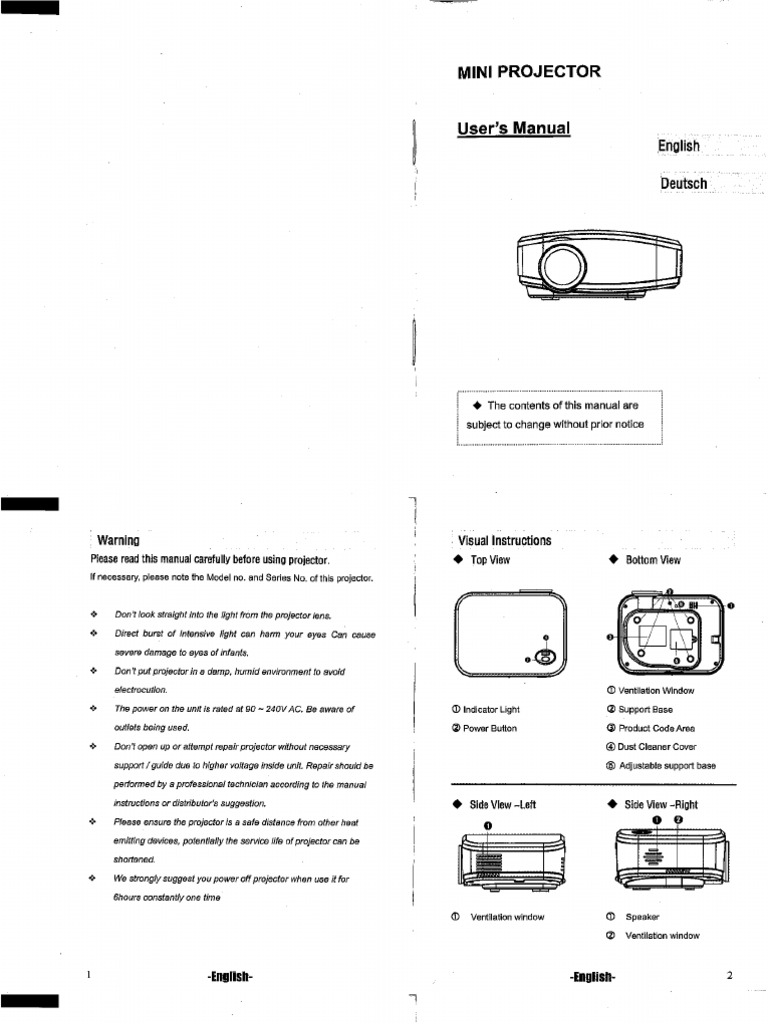 Mini Projector User Manual | PDF