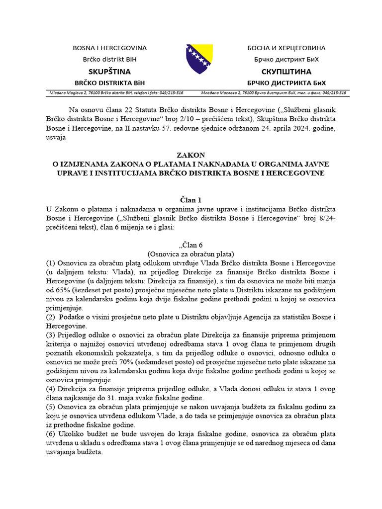 12B17-24 Zakon o Izmjenama Zakona o Platama I Naknadama U Organima ...