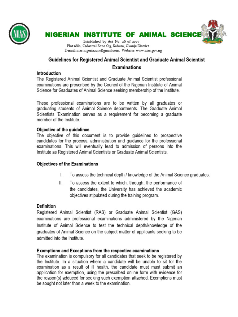 Guidelines For The 2022 Gas and Ras Examinations | PDF