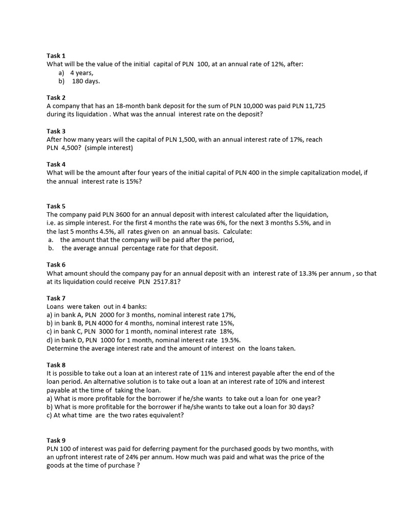 financial math exercises | PDF | Interest | Interest Rates