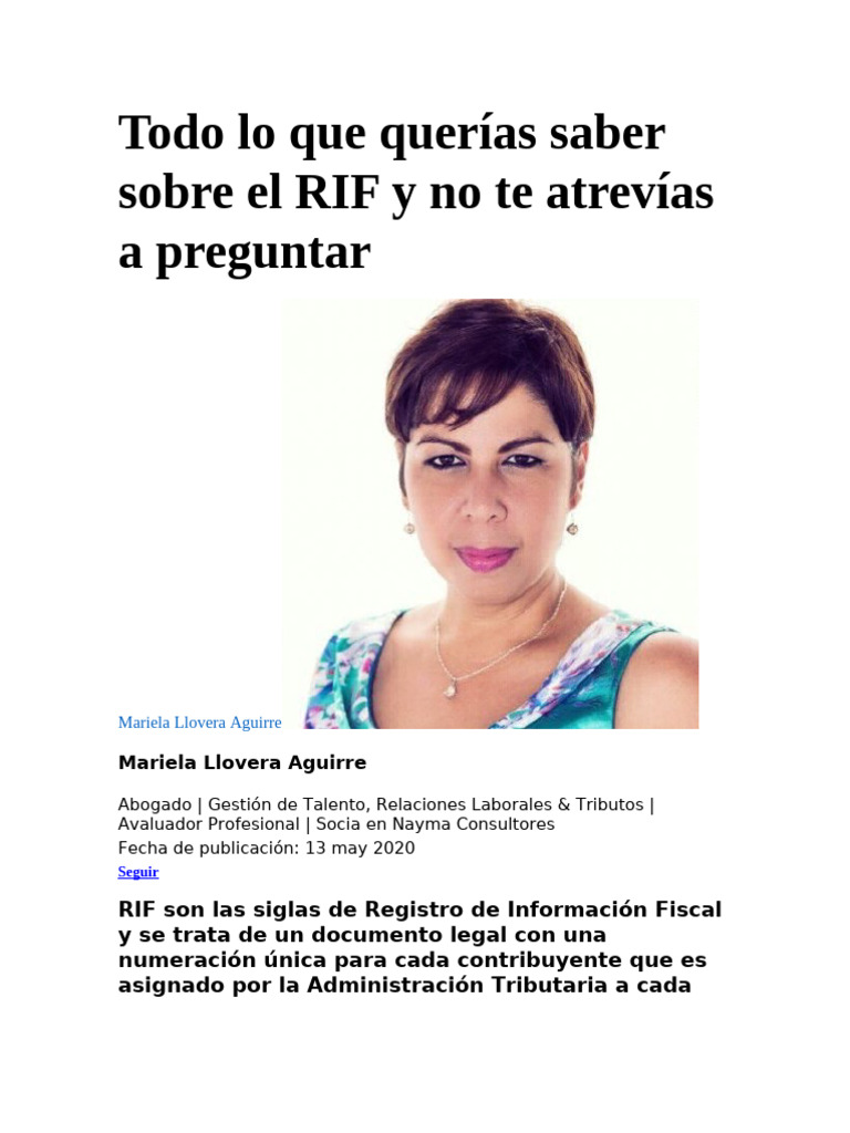 Todo lo que querías saber sobre el RIF y no te atrevías a preguntar | PDF | Multa (pena) | Impuestos