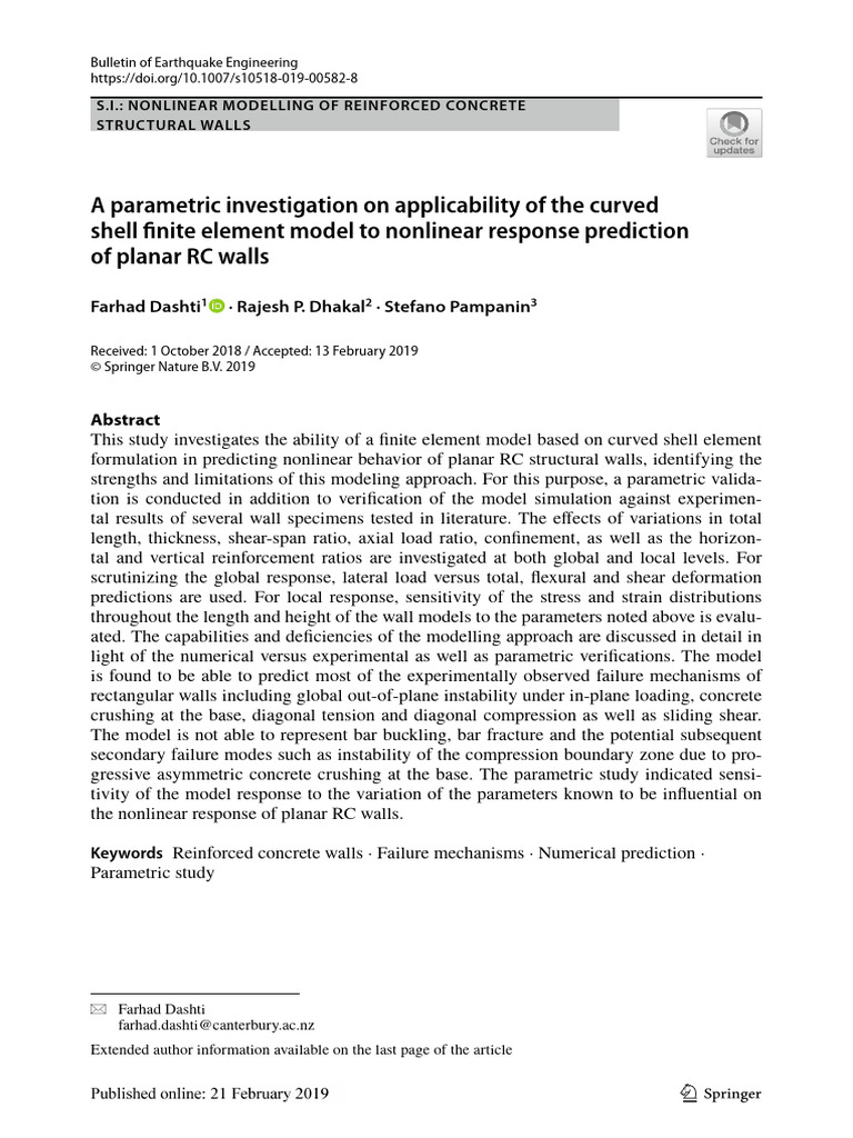 A Parametric Investigation On Applicability of The Curved Shell Finite Element Model To ...