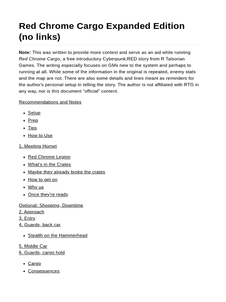 Red Chrome Cargo Expanded Linkless | PDF