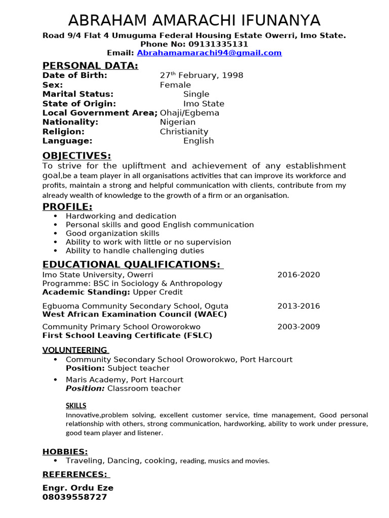 Abraham Amarachi Ifunanya | PDF