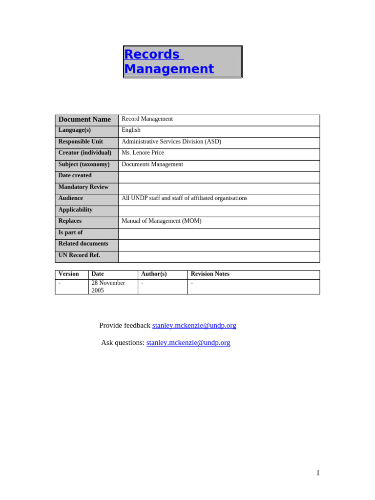 FRM - Records Management Policy | PDF | Records Management
