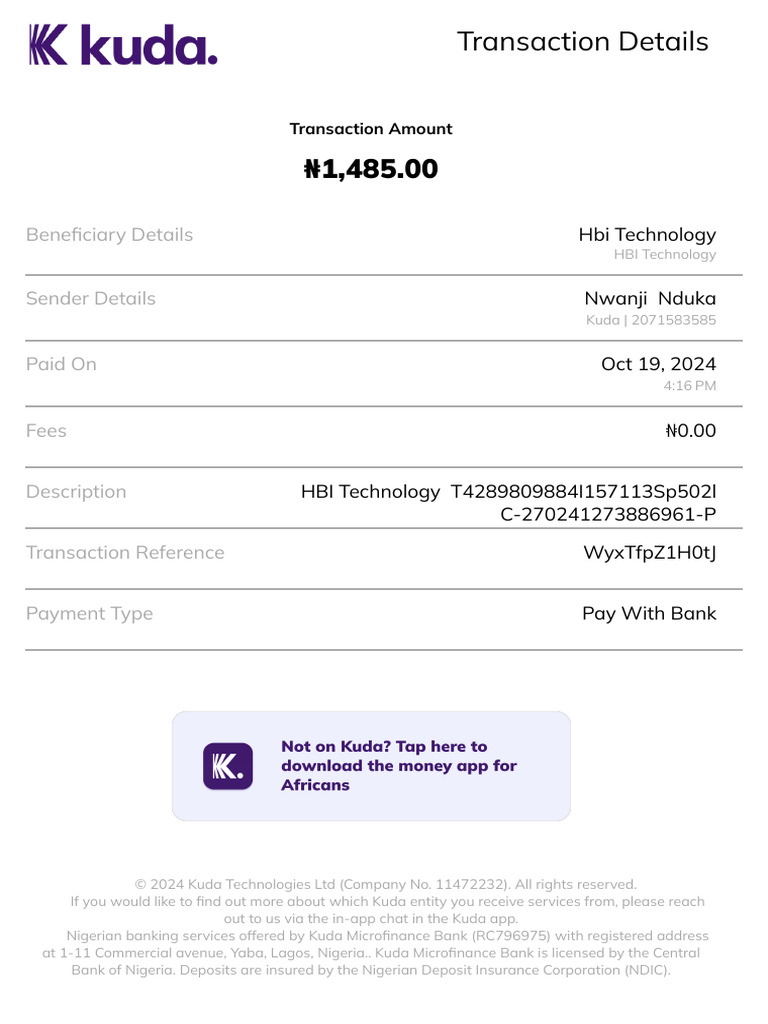 Transaction Details: Beneficiary Details Sender Details Paid On Fees ...