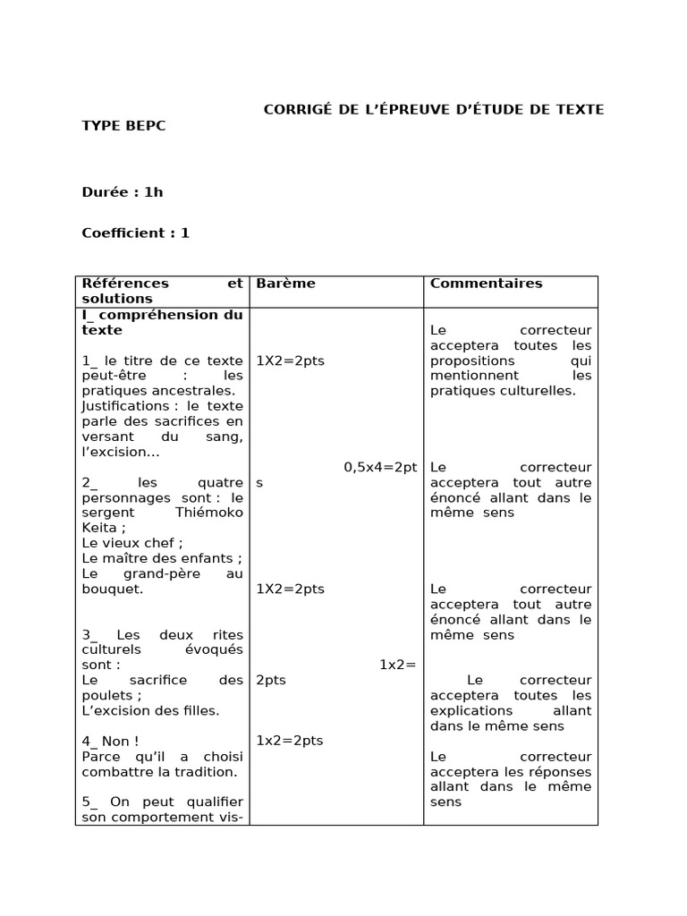 Corrigé de l'Épreuve d'Étude de Texte | PDF | Arts du langage et ...