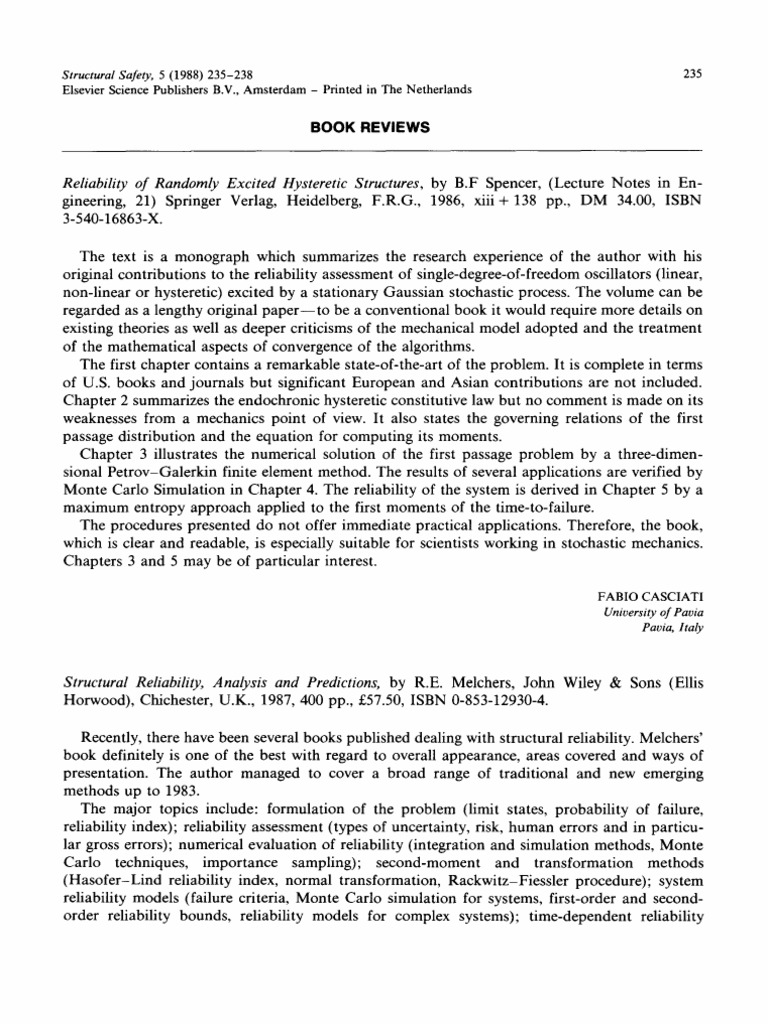 Structural Reliability Analysis and Pred | PDF | Reliability ...