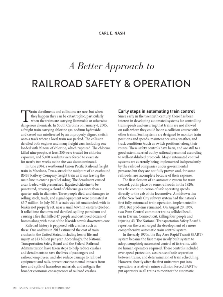 20-22-Nash-A-Better-Approach-to-Railroad-Safety-Fall-2020-ISSUES | PDF | Train | Rail Transport
