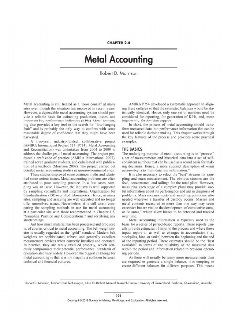 Metallurgical Accounting - Chapter 2 | PDF