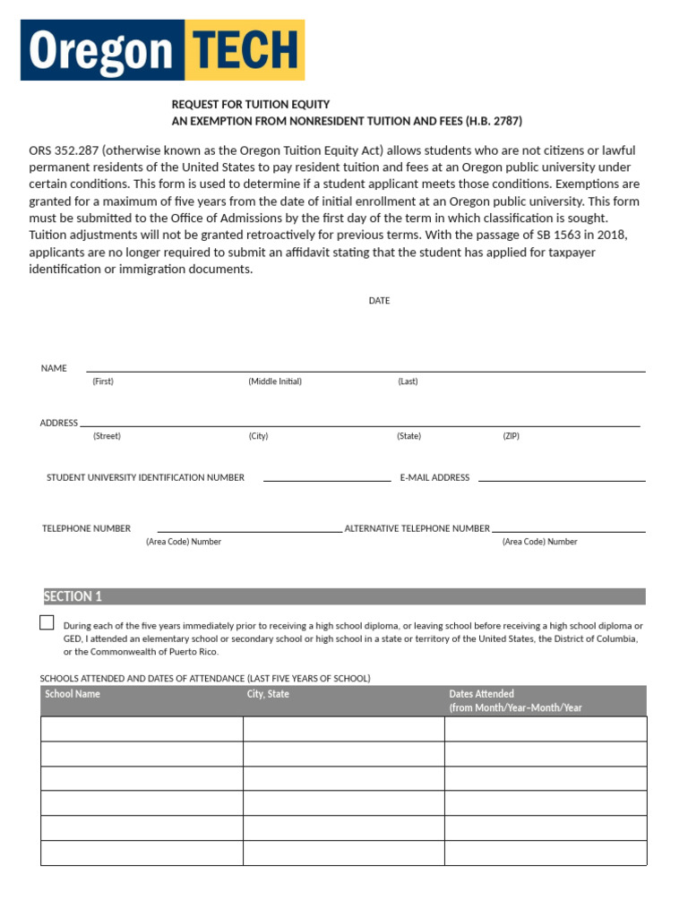 Tuition Equity Request Oregon Tech | PDF | Equal Opportunity | Oregon