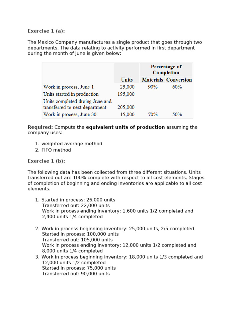 Process-Costing-Problems-and-Exercises | PDF | Inventory | Management Accounting